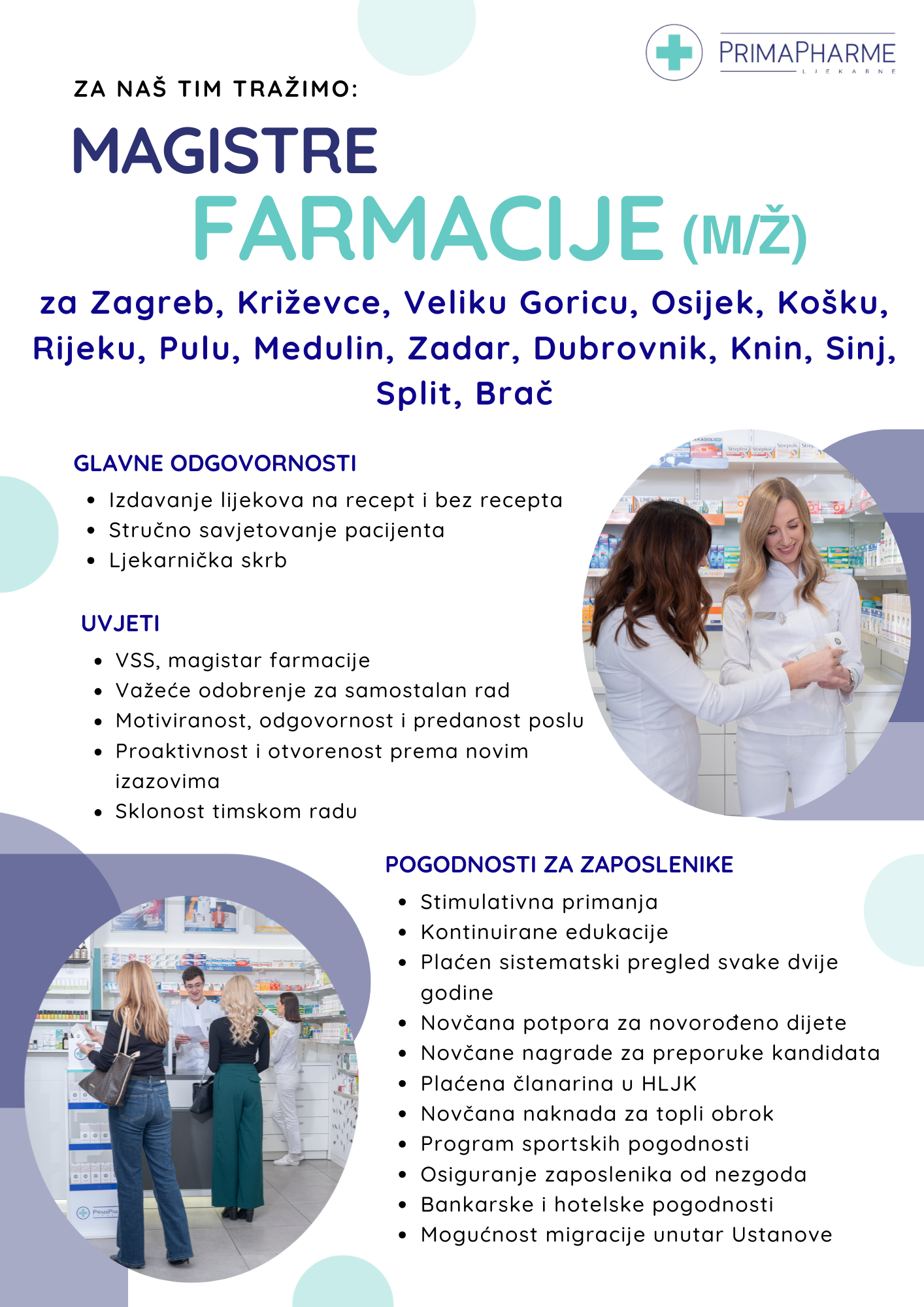 Farmaceut (m/ž) - Ljekarne Prima Pharme